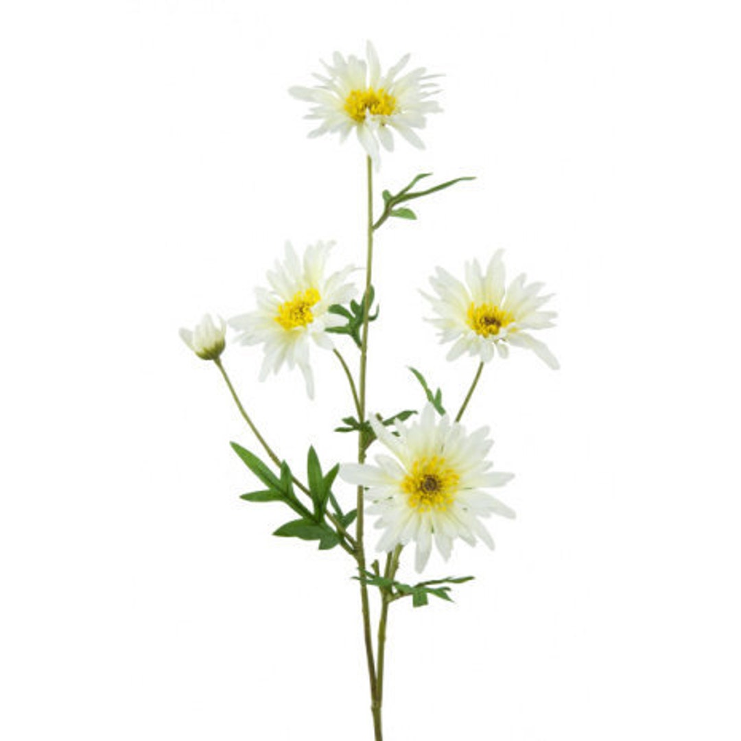 Artificial Daisy Stem Ferris Heart Sloane Artificial White Daisy, Faux Daisy, Silk Flowers ...