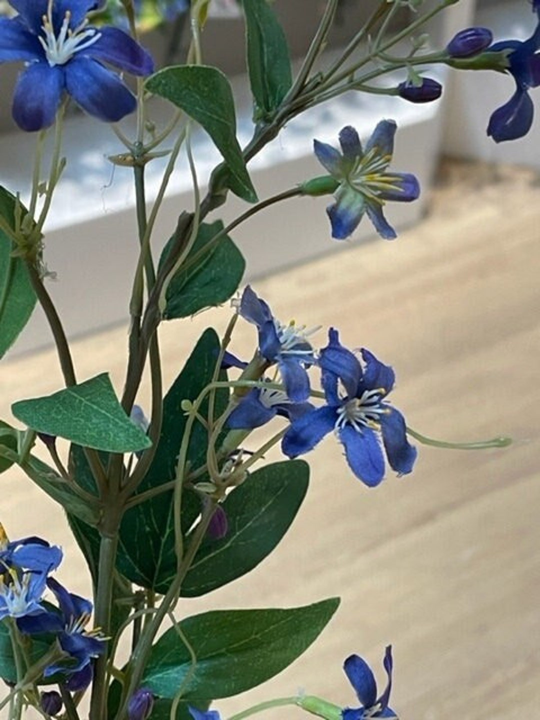 Artificial Wild Blue Clematis Spray, Faux Floral Stem, Faux Flowers ...
