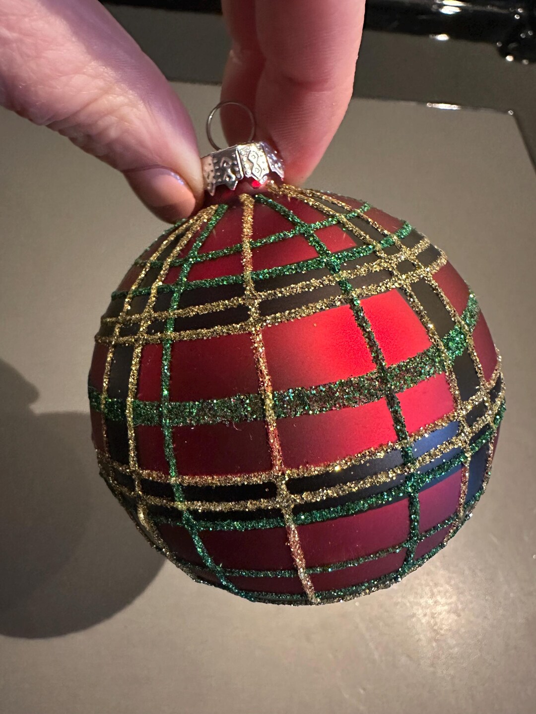 Tartan Sparkle Bauble 8cm Christmas Tree Decoration, Venue Decor ...
