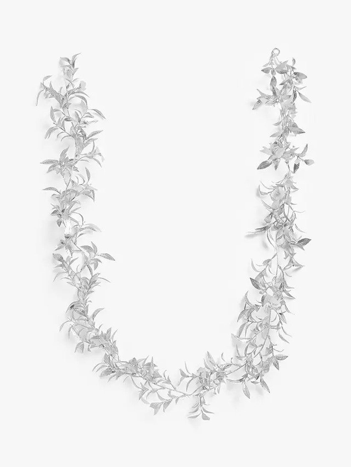 Artificial Silver Sparkle Leaf Garland 180cm, Christmas Decor, Faux ...