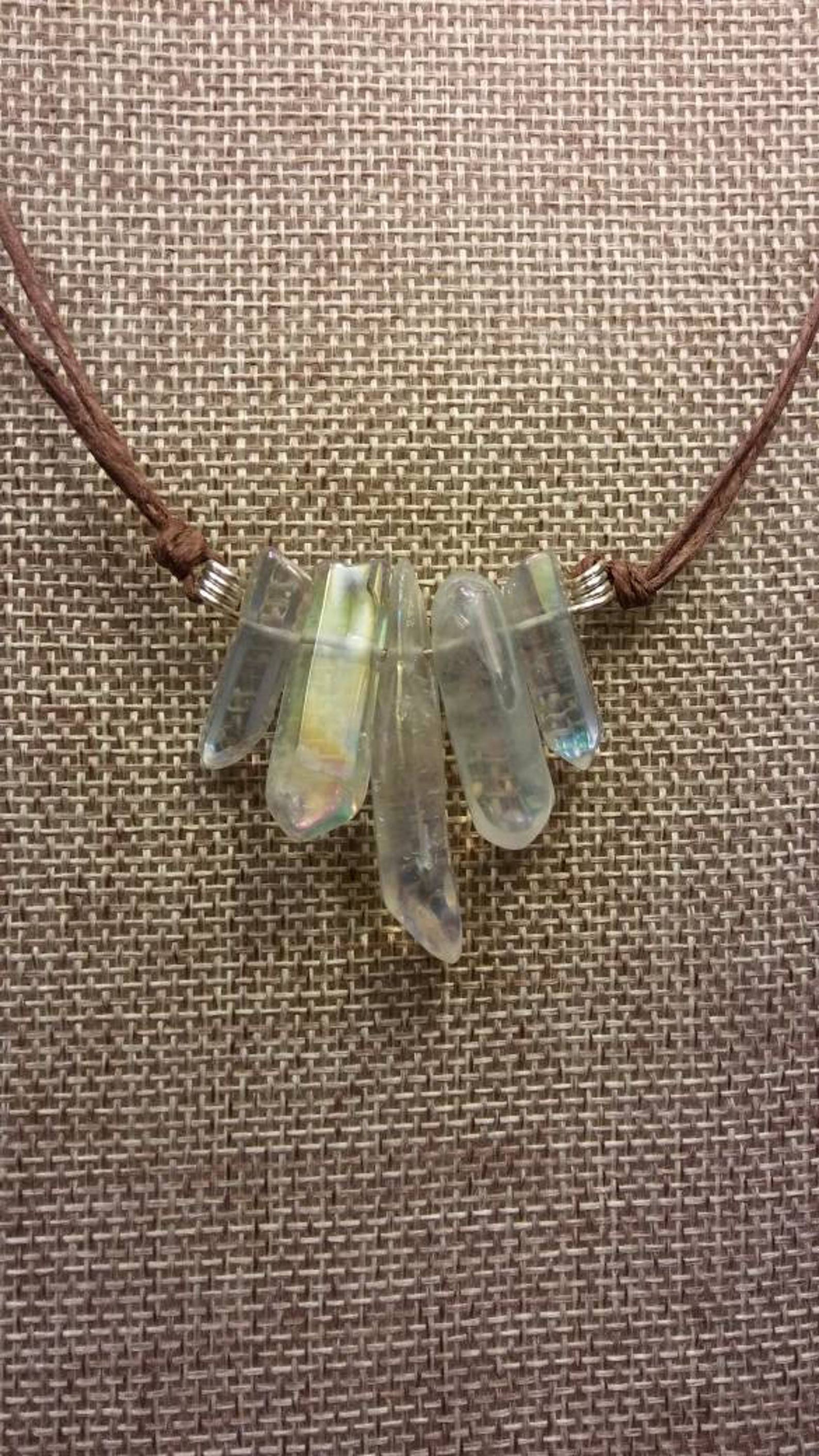 Aura Crystal Cluster Necklace 5 Point Aura Crystal Healing - Etsy