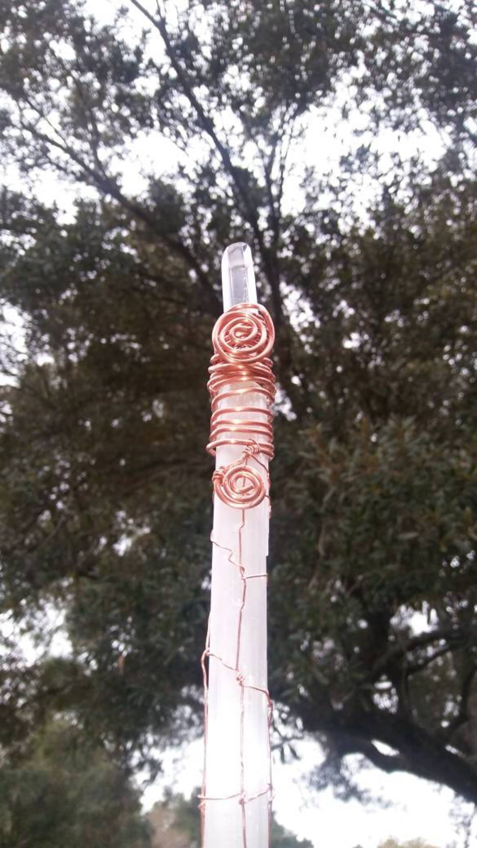 Selenite and Quartz Wand, Wrapped Selenite Wand, Selenite Magic Wand ...