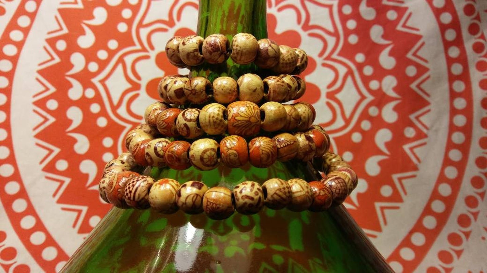 108 Bead Buddhist Mala, 108 Mala, Wooden Bead Mala, Hand Carved Prayer ...
