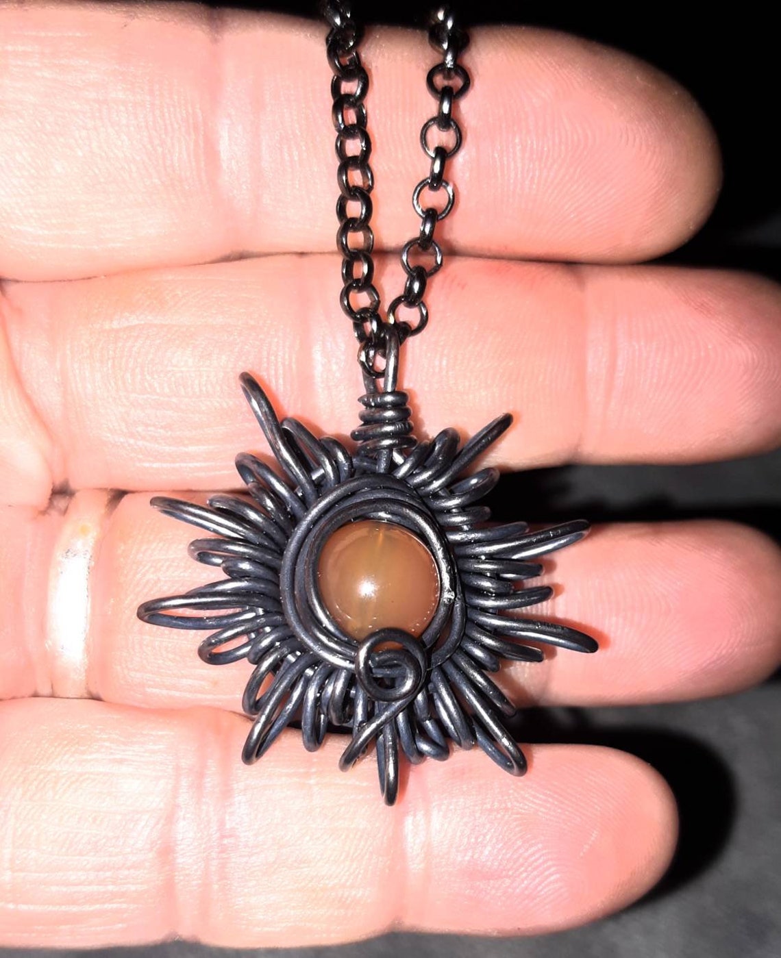 Carnelian Sun Amulet Sun Wire Wrap Copper Wire Wrap | Etsy