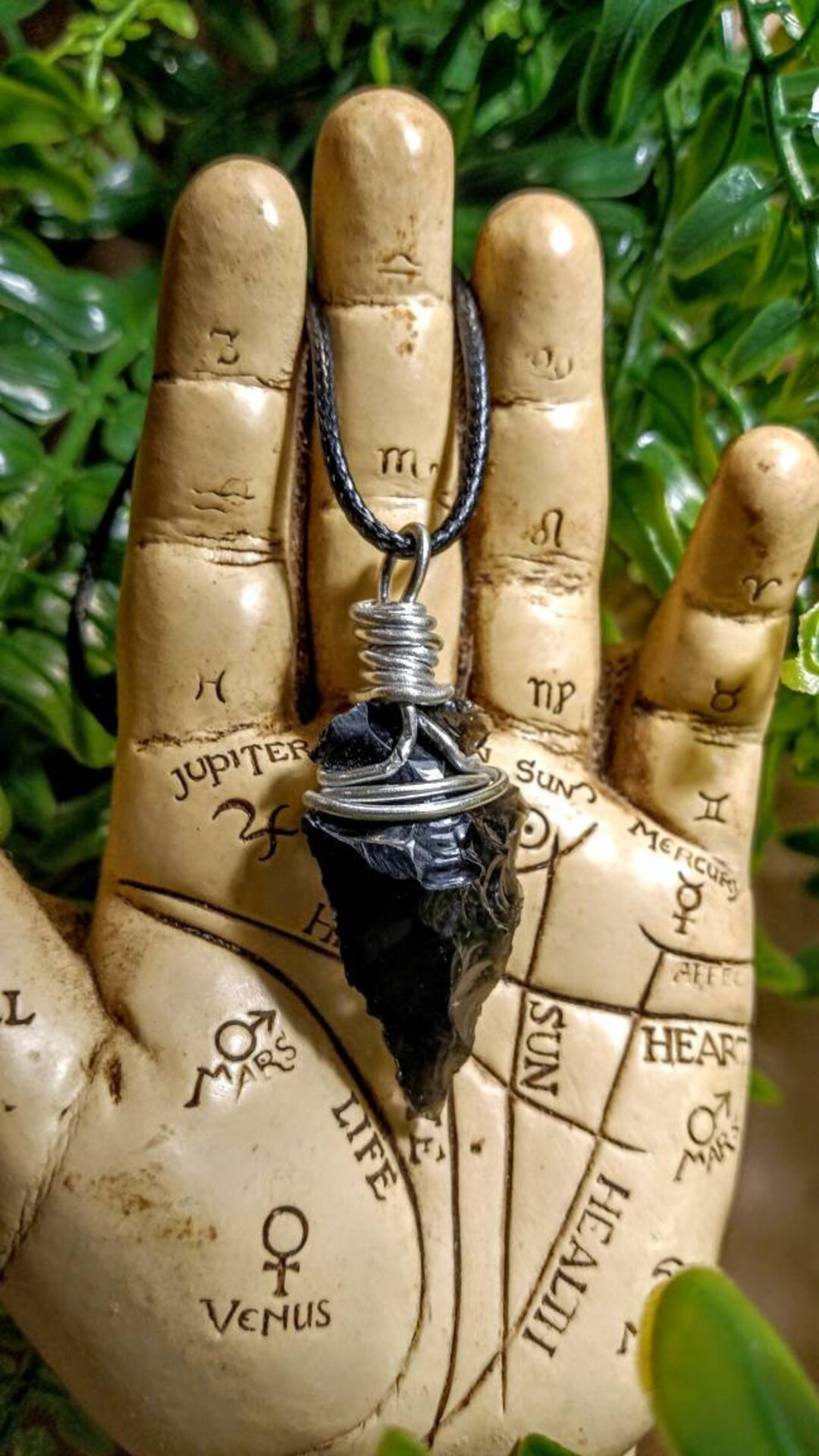 Obsidian Arrowhead, Arrowhead Pendant, Black Cord Arrowhead, Obsidian ...