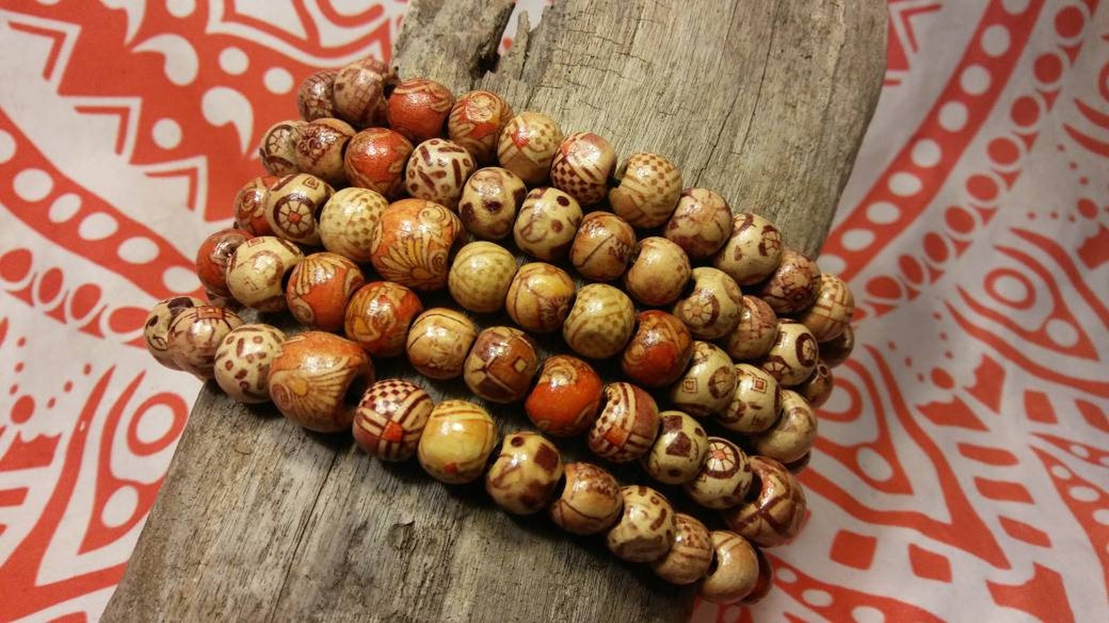108 Bead Buddhist Mala, 108 Mala, Wooden Bead Mala, Hand Carved Prayer ...