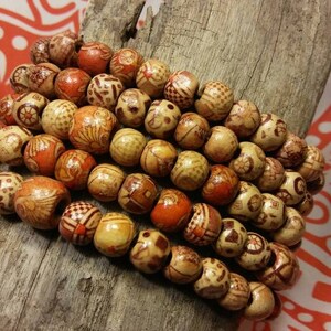 108 Bead Buddhist Mala, 108 Mala, Wooden Bead Mala, Hand Carved Prayer ...