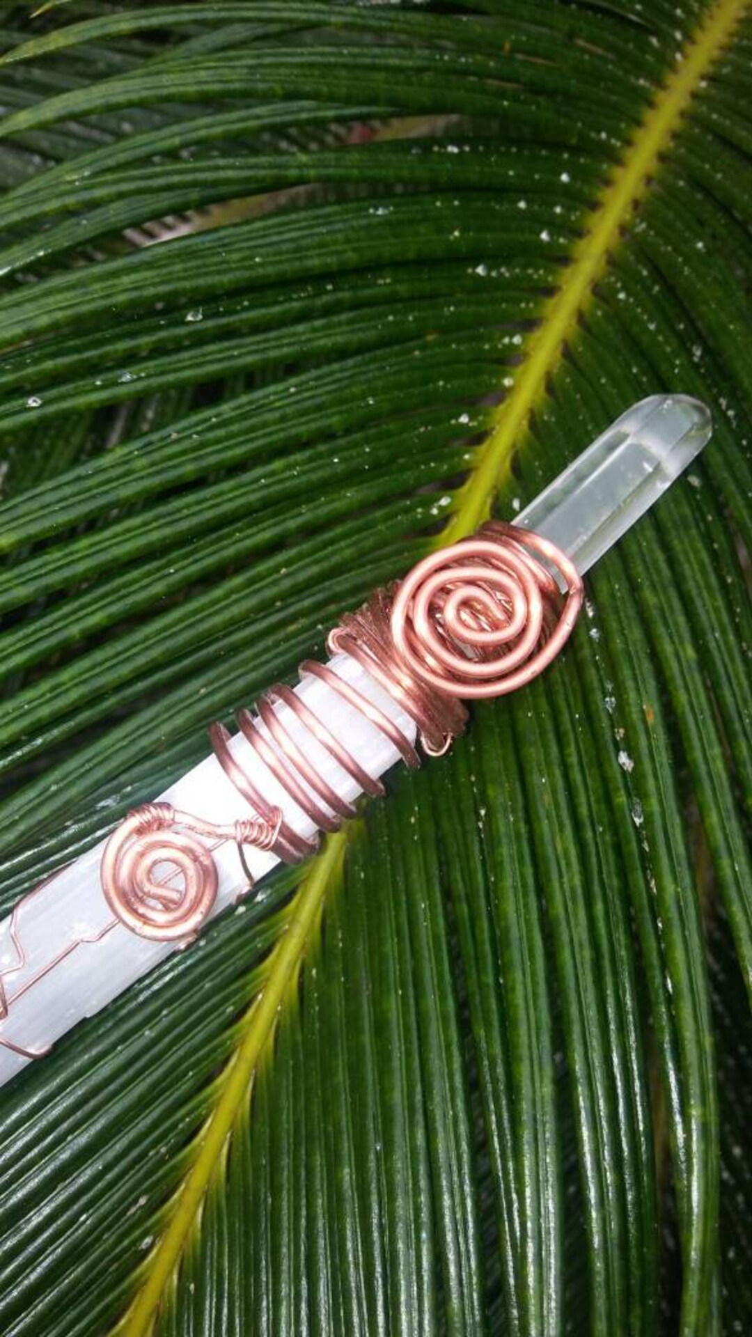 Selenite and Quartz Wand, Wrapped Selenite Wand, Selenite Magic Wand ...