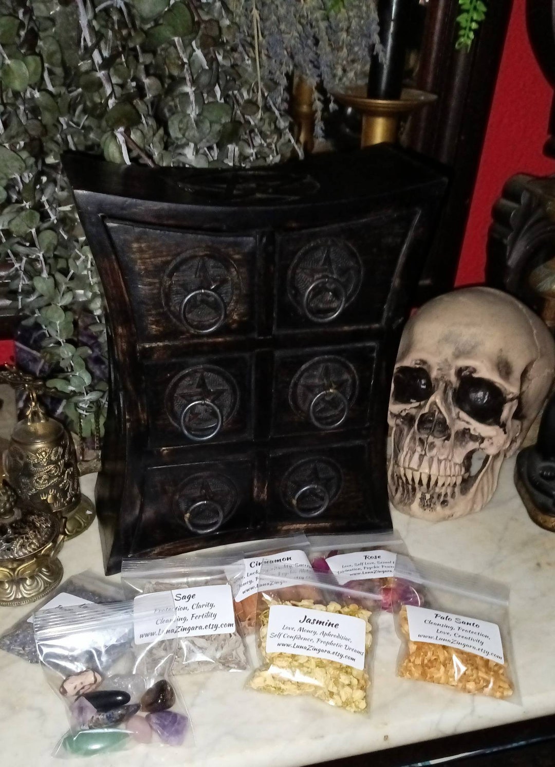 Altar Chest, 6 Drawer Herb Chest, Herb Chest, Baby Witch Kit, Crystal ...