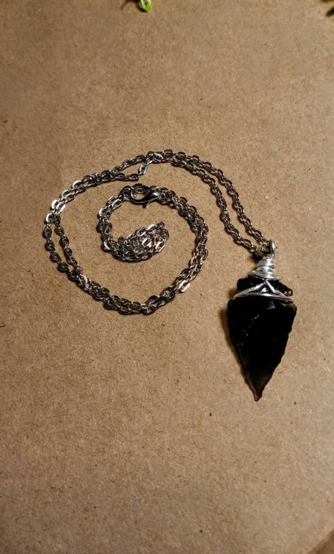 Obsidian Arrowhead, Arrowhead Pendant, Silver Chain Arrowhead, Obsidian ...