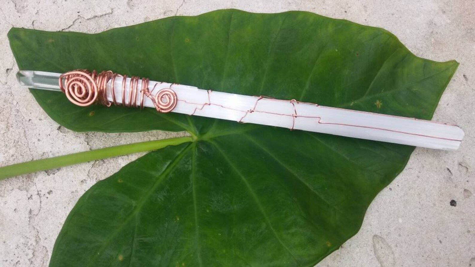 Selenite and Quartz Wand, Wrapped Selenite Wand, Selenite Magic Wand ...
