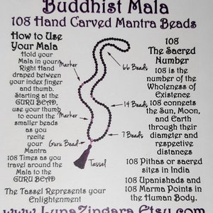 108 Bead Buddhist Mala, 108 Mala, Wooden Bead Mala, Hand Carved Prayer ...