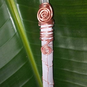 Selenite and Quartz Wand, Wrapped Selenite Wand, Selenite Magic Wand ...