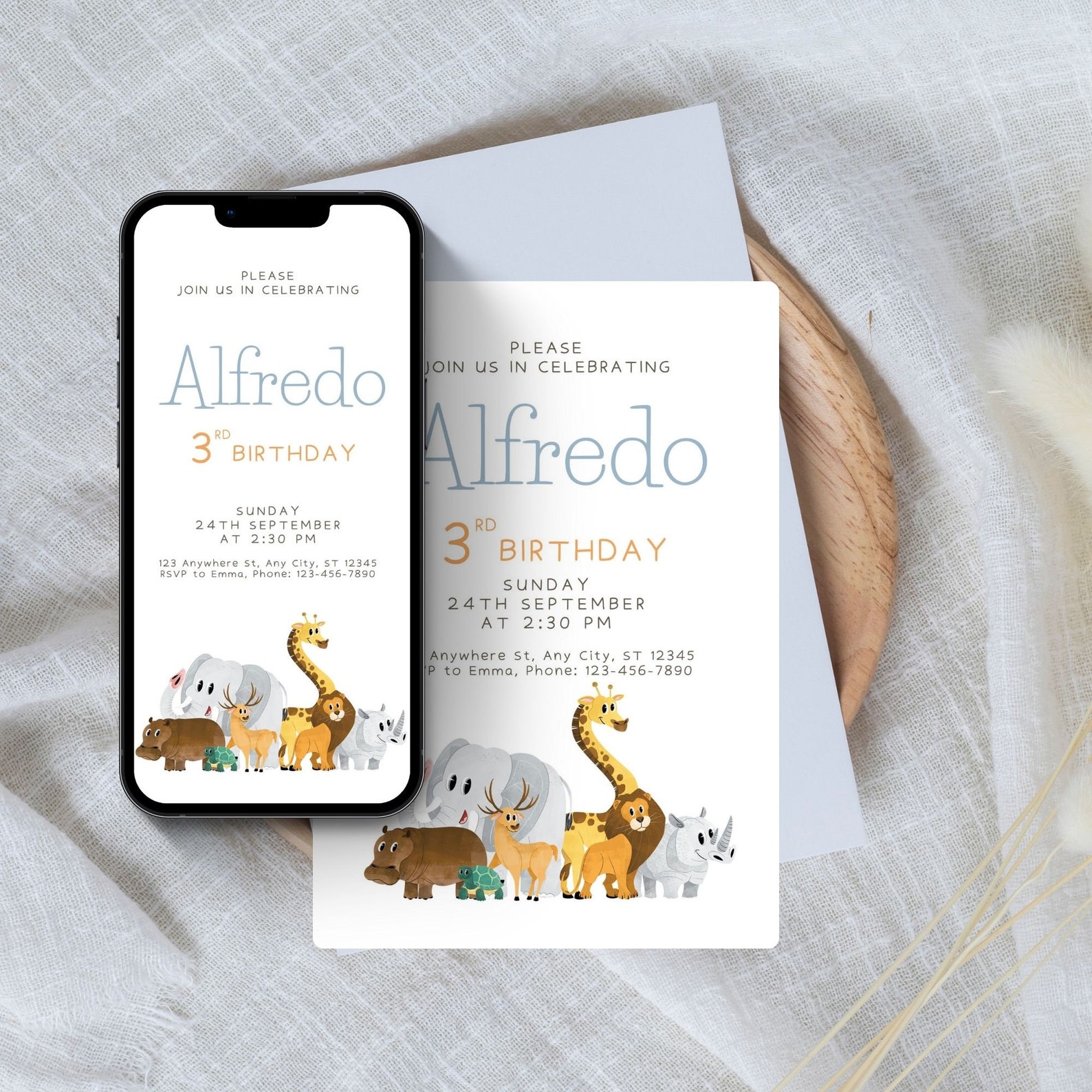 Editable Jungle Birthday Invitation Jungle Theme Party Invite 1st ...