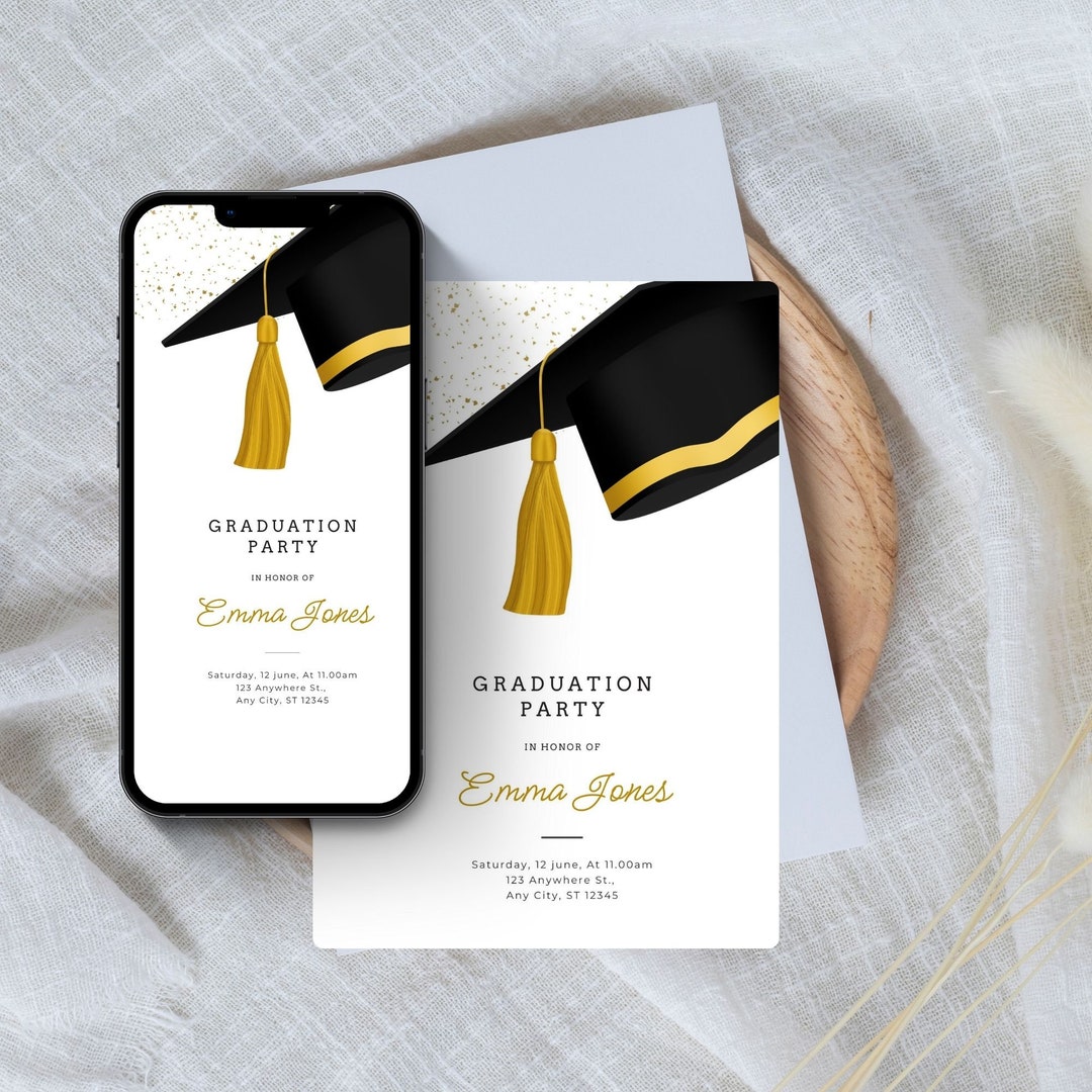 Editable Graduation Invitation | Brown and Maroon Floral Graduation ...