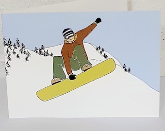 Snowboarding Card, Snowboarder Birthday Card, Card for Him ...