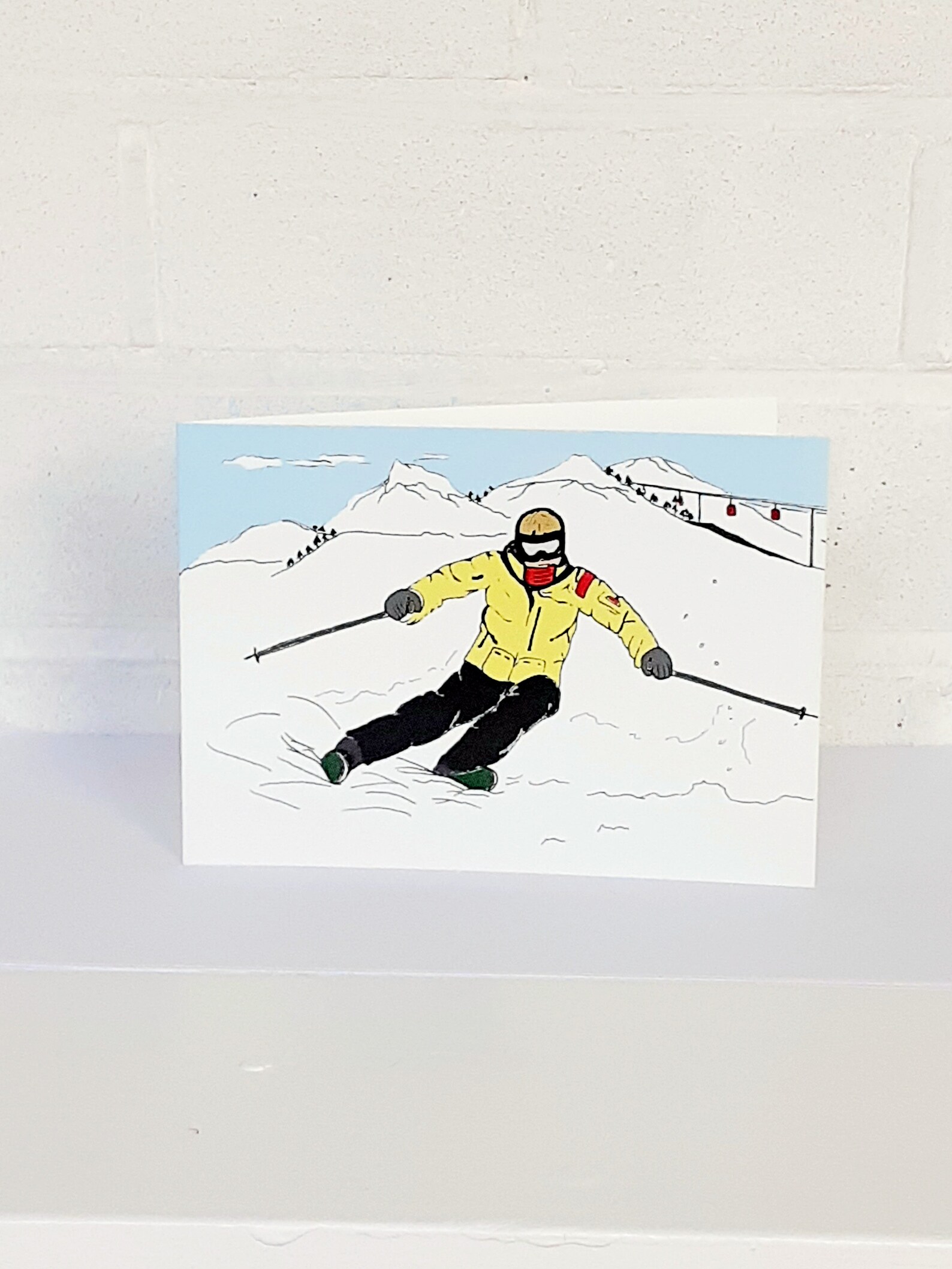 Skier Card/ Skiing Card. Inspired by the Alps. - Etsy