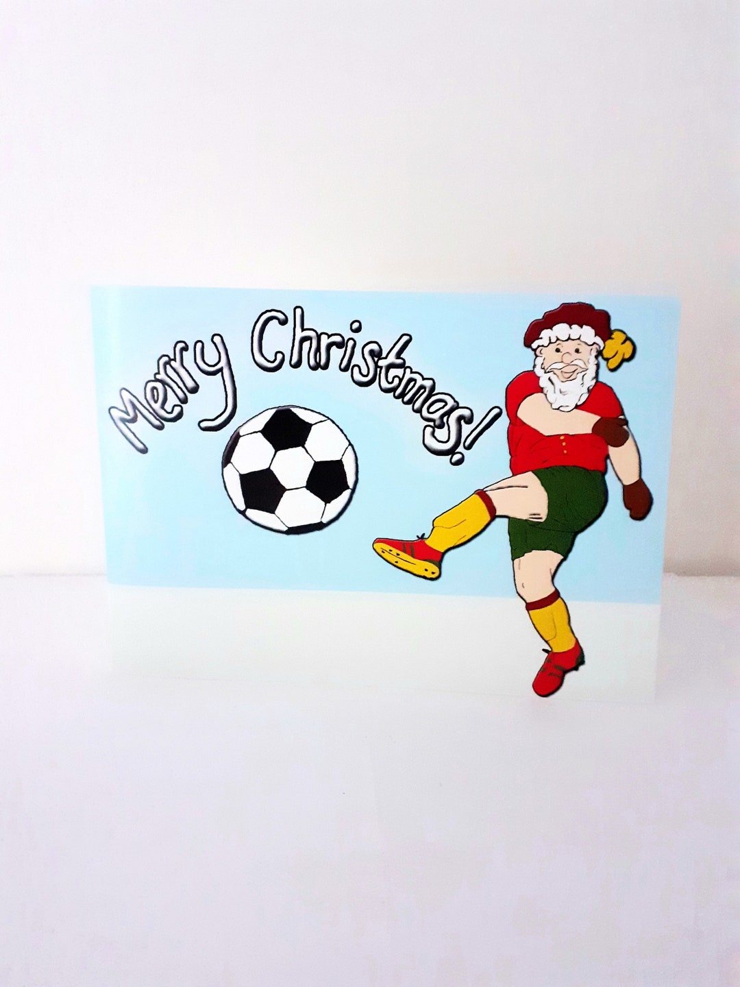 Santa Playing Football/ Soccer Christmas Card - Etsy