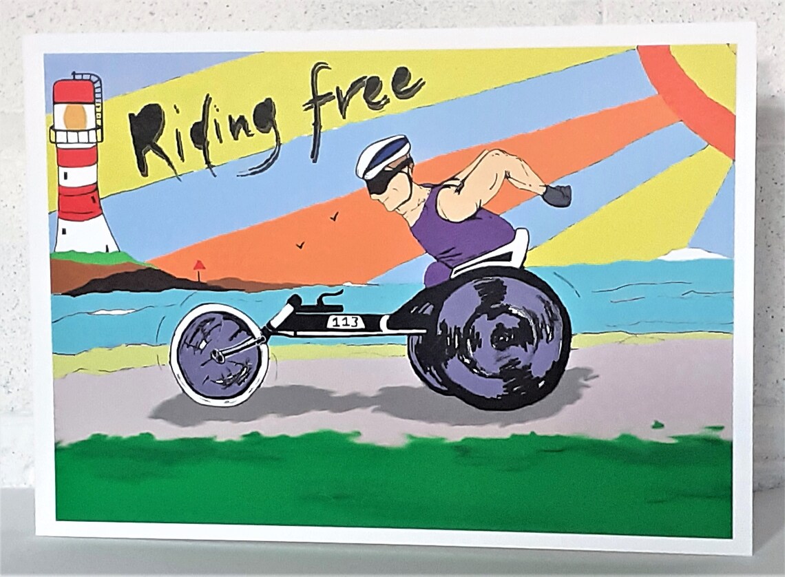 Cycling Card Wheelchair Racing: Good Luck Card/ Birthday Card ...