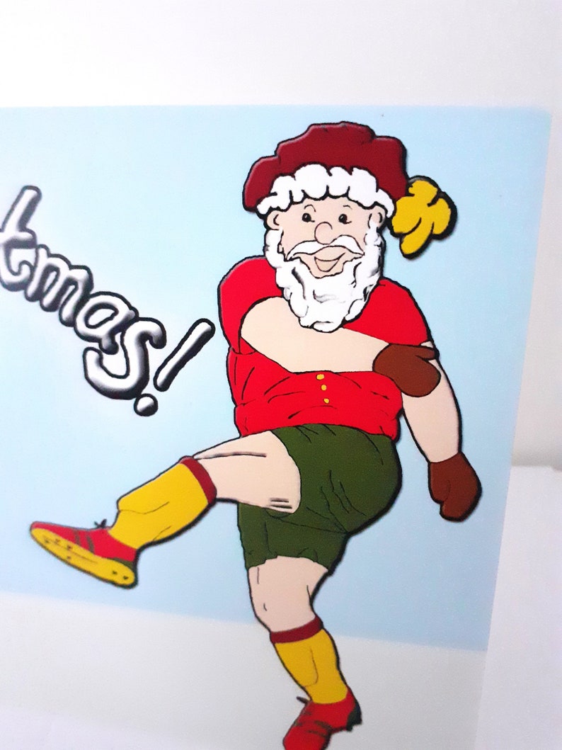 Santa Playing Football/ Soccer Christmas Card - Etsy
