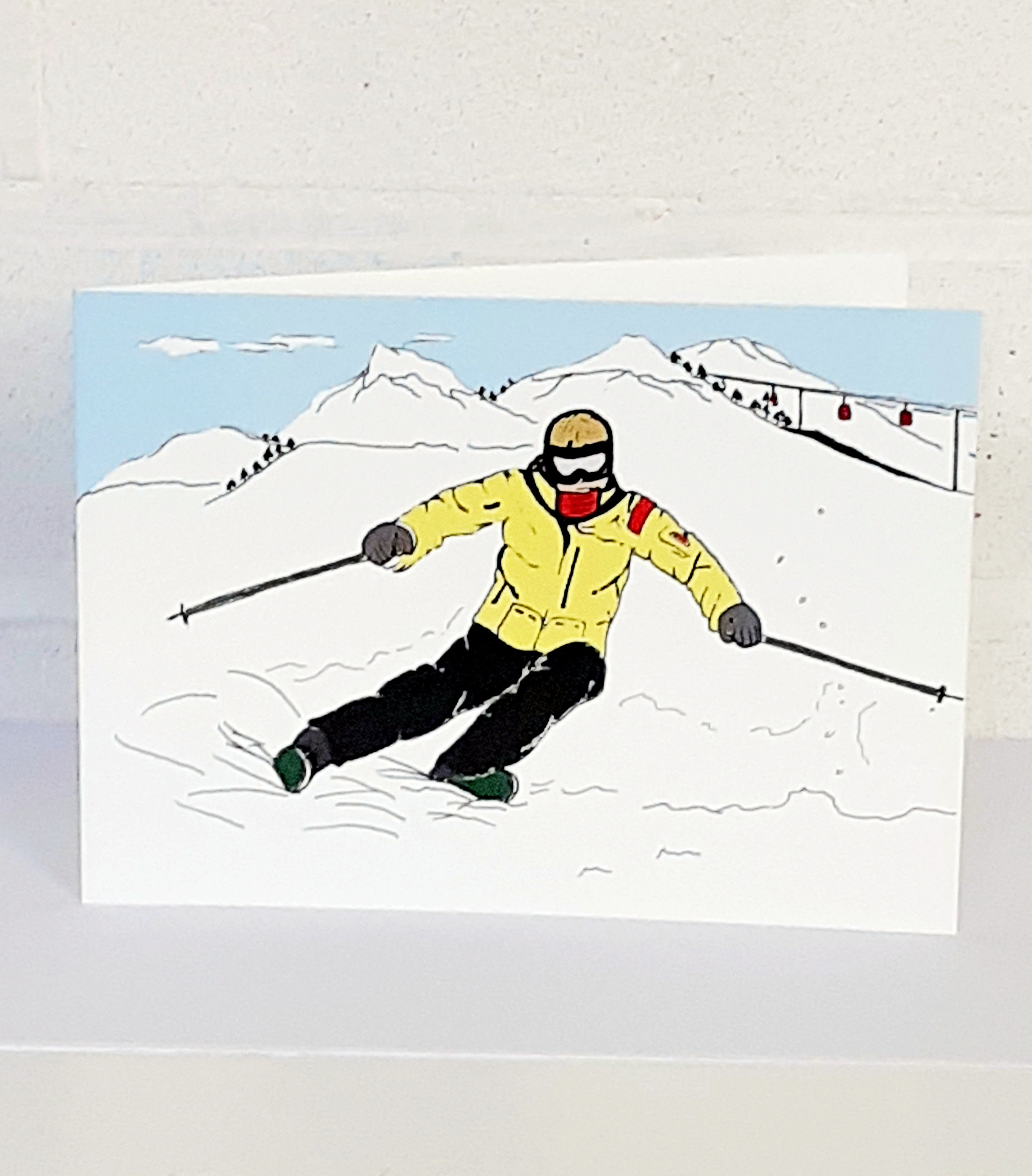 Skier Card/ Skiing Card. Inspired by the Alps. - Etsy