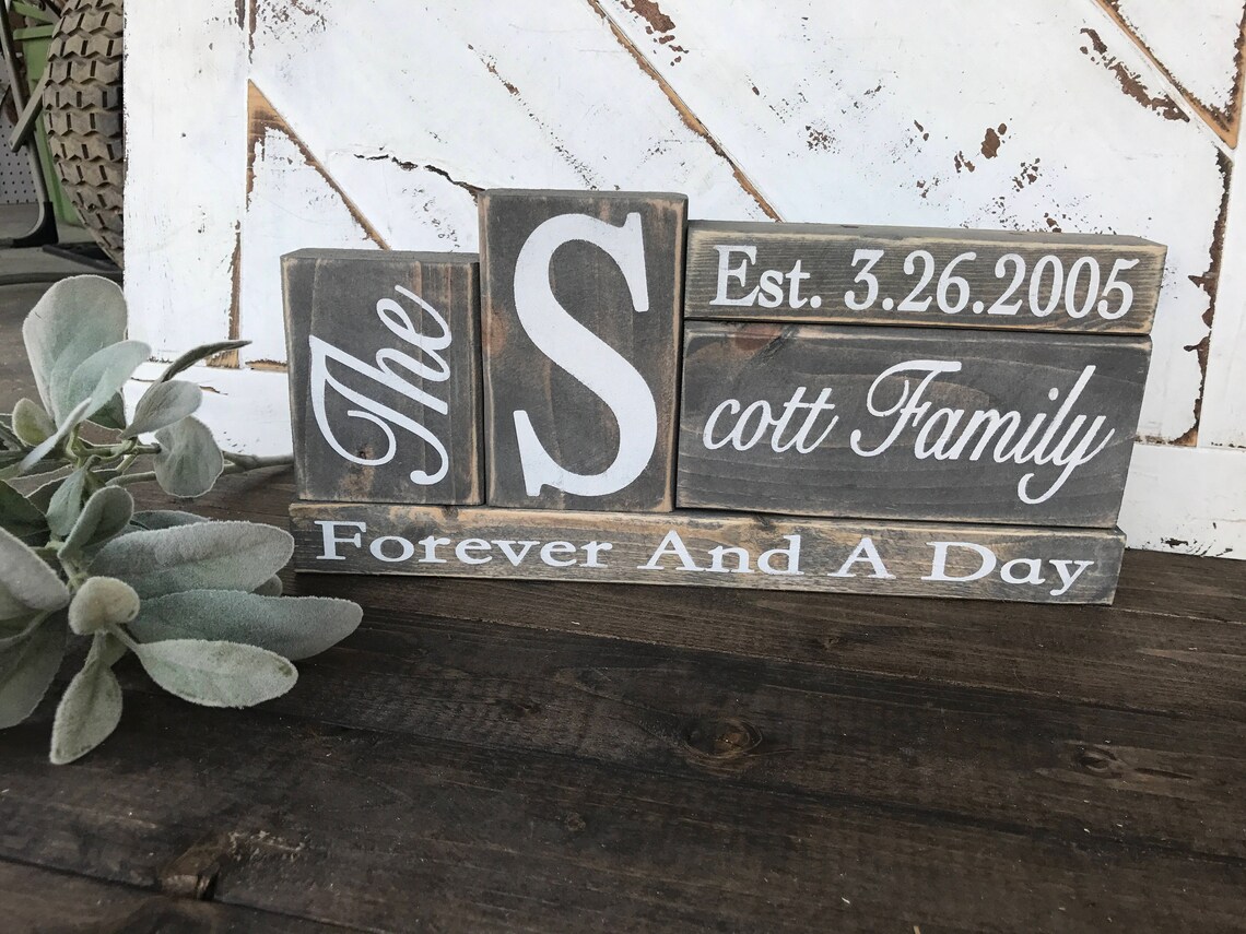 Family Blocks Wooden Blocks Wedding Gift Rustic Decor - Etsy
