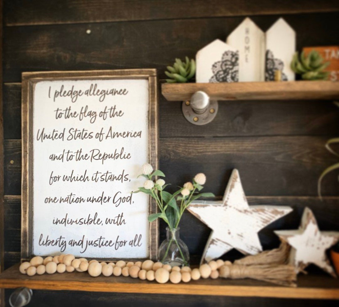 Pledge of Allegiance Wood Sign: Patriotic American Flag Decor - Etsy