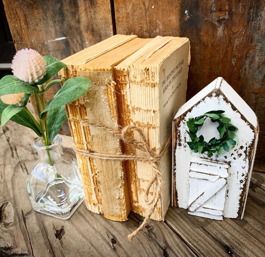 Distressed White Wooden House: Handmade Tiered Tray Decor - Etsy