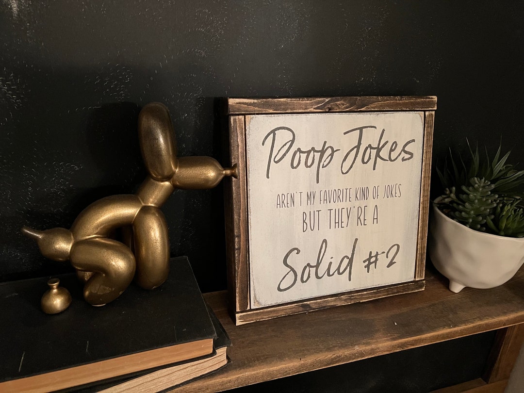 Funny Bathroom Sign: Distressed Wood Frame, Poop Jokes Decor - Etsy