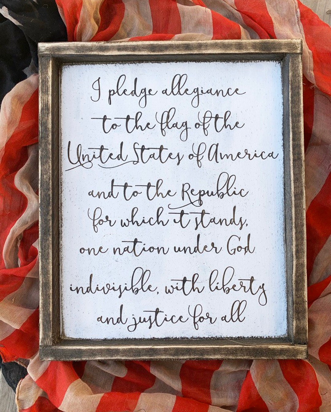 Pledge of Allegiance Wood Sign: Distressed Patriotic Decor - Etsy