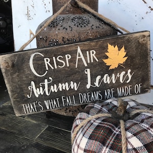 Rustic Fall Wood Sign: Distressed Ivory & Gold Leaf Decor - Etsy