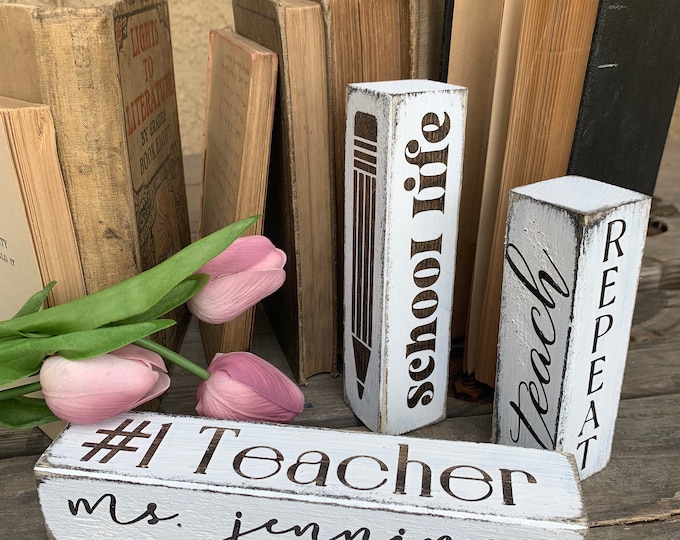 Teacher Blocks, Teacher Gift, Teacher Appreciation, Wood Blocks ...