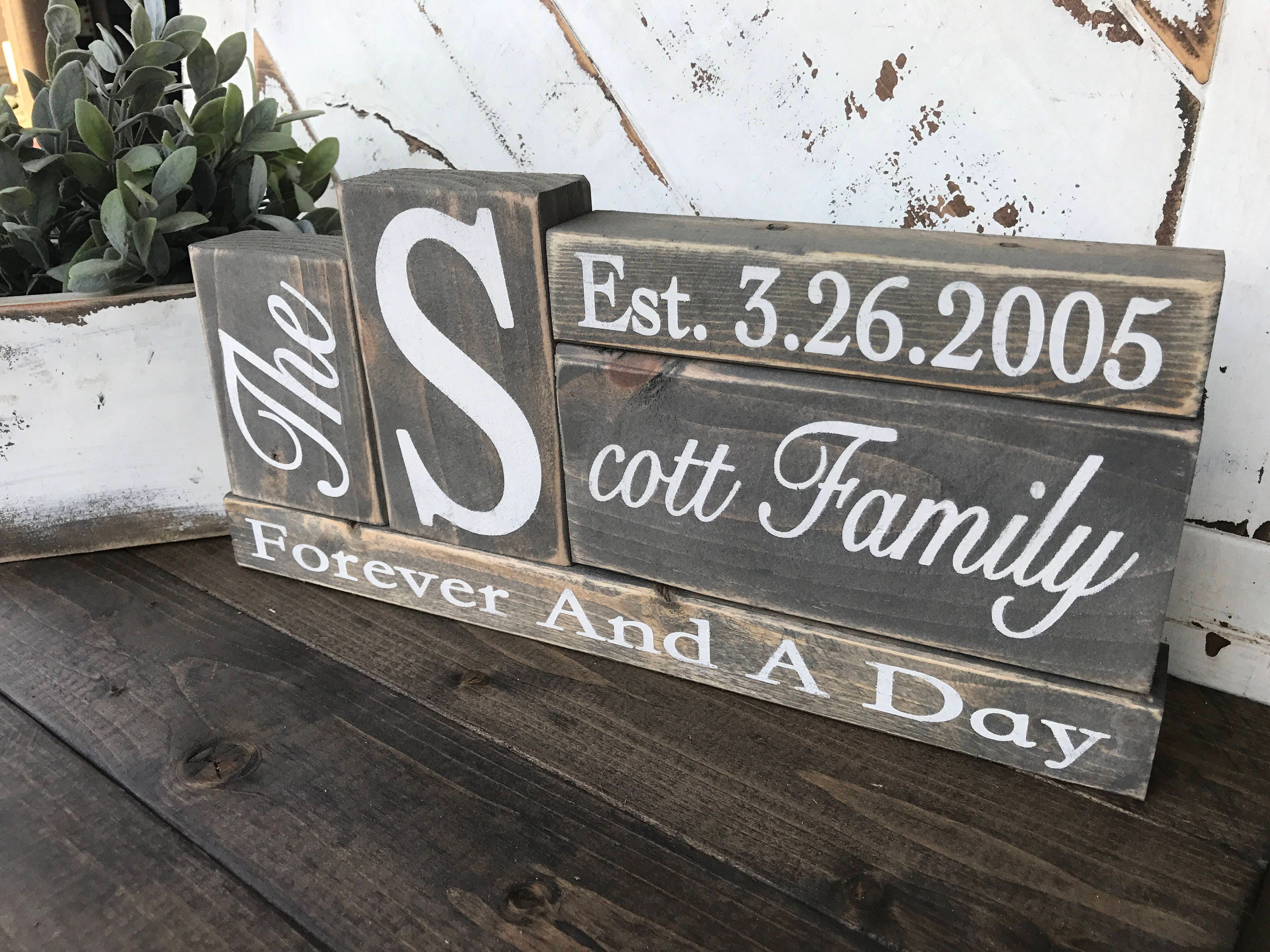 Family Blocks Wooden Blocks Wedding Gift Rustic Decor - Etsy