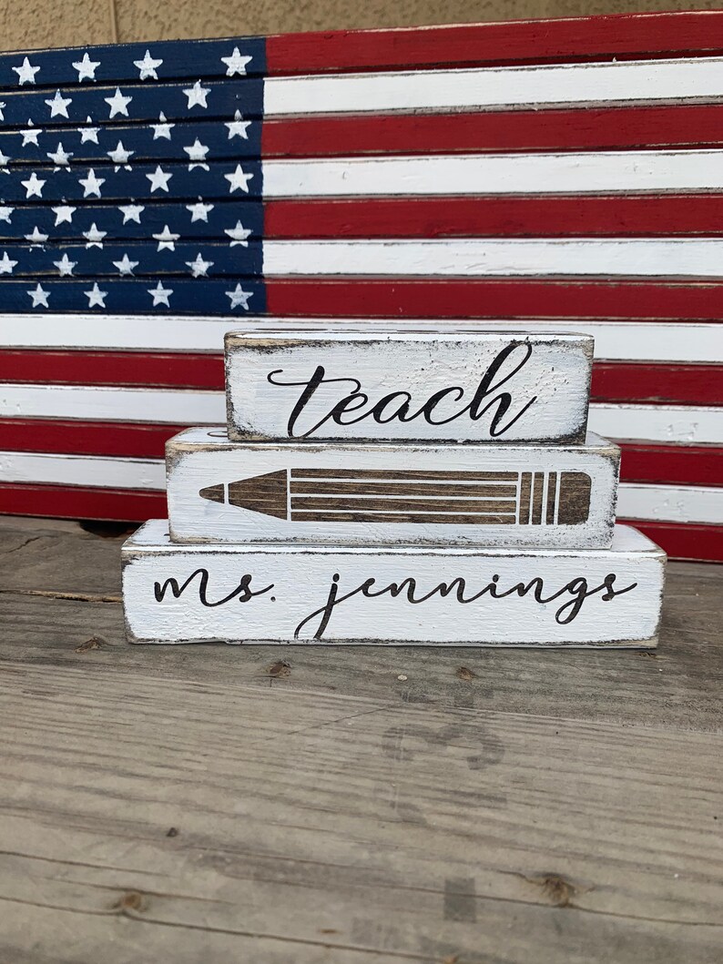 Teacher Blocks Teacher Gift Teacher Appreciation Wood - Etsy
