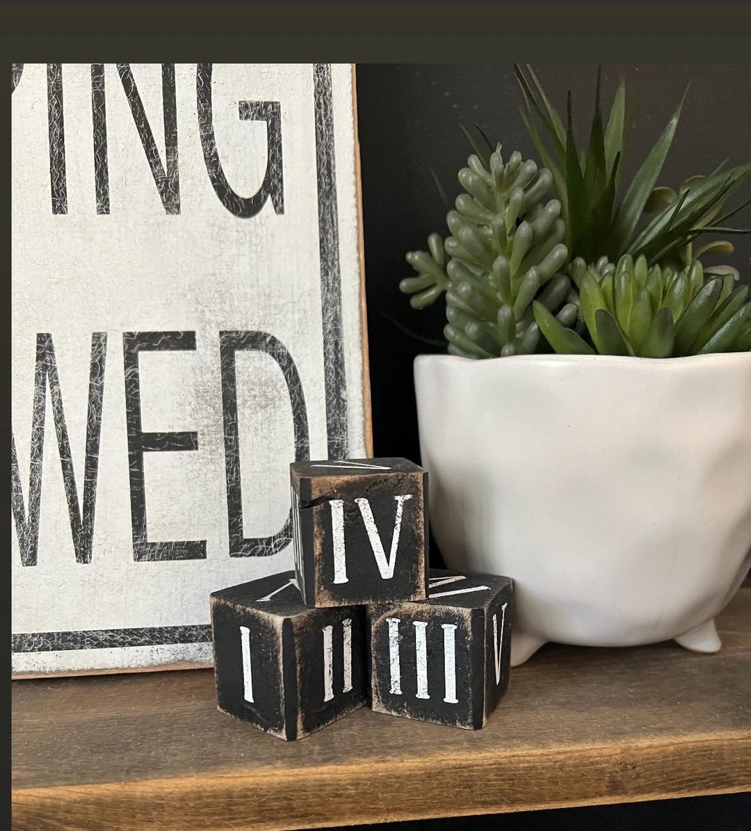 Distressed Roman Numeral Blocks: Black & White, Set of 3 - Etsy