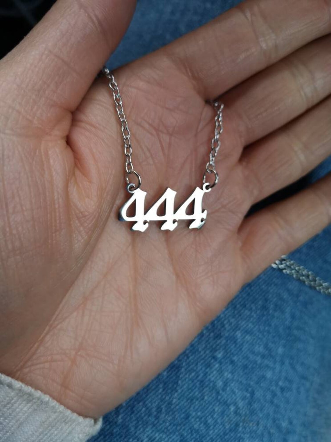 444 Angel Number Silver Necklace - Protection, Guidance, Stability - Etsy