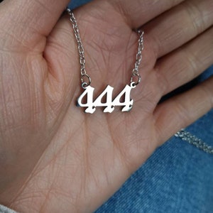 444 Angel Number Silver Necklace - Protection, Guidance, Stability - Etsy
