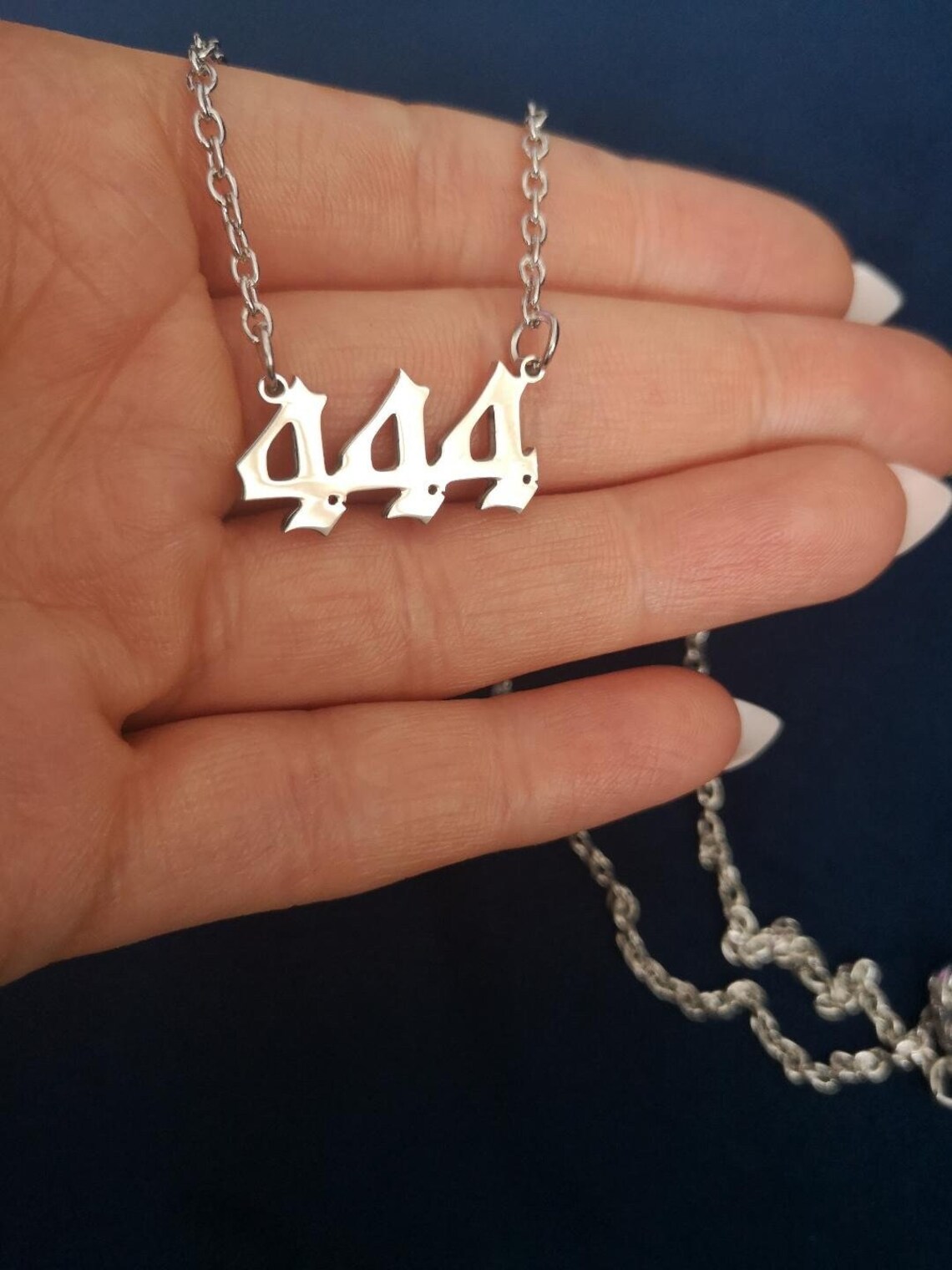 444 Angel Number Silver Necklace - Protection, Guidance, Stability - Etsy