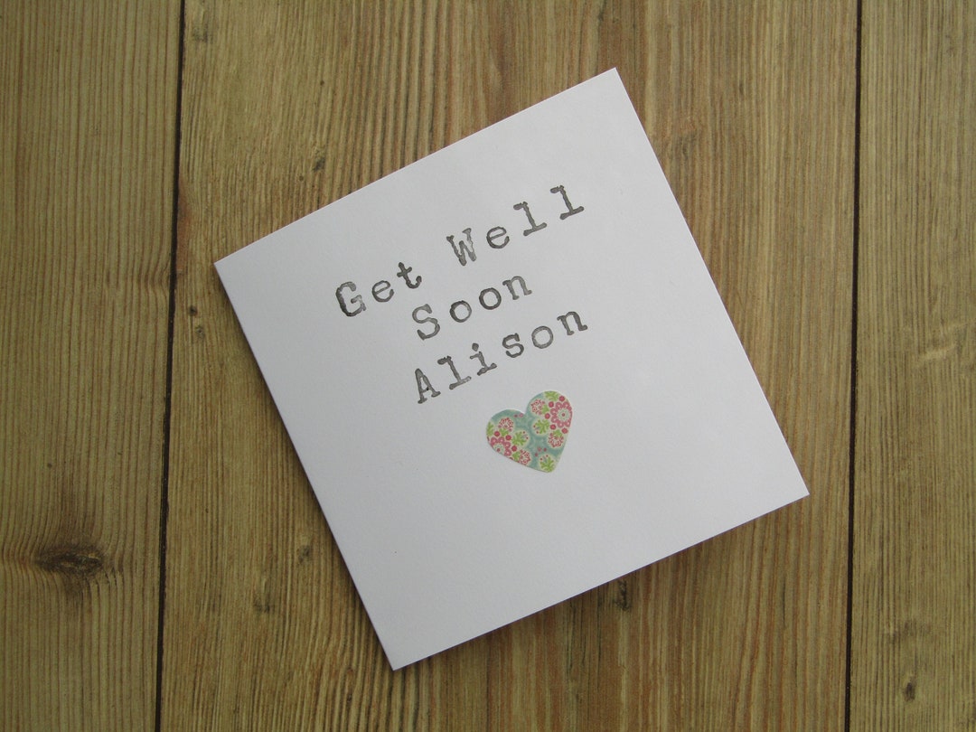 Personalised Get Well Soon Card, Get Well Soon Card With Name - Etsy