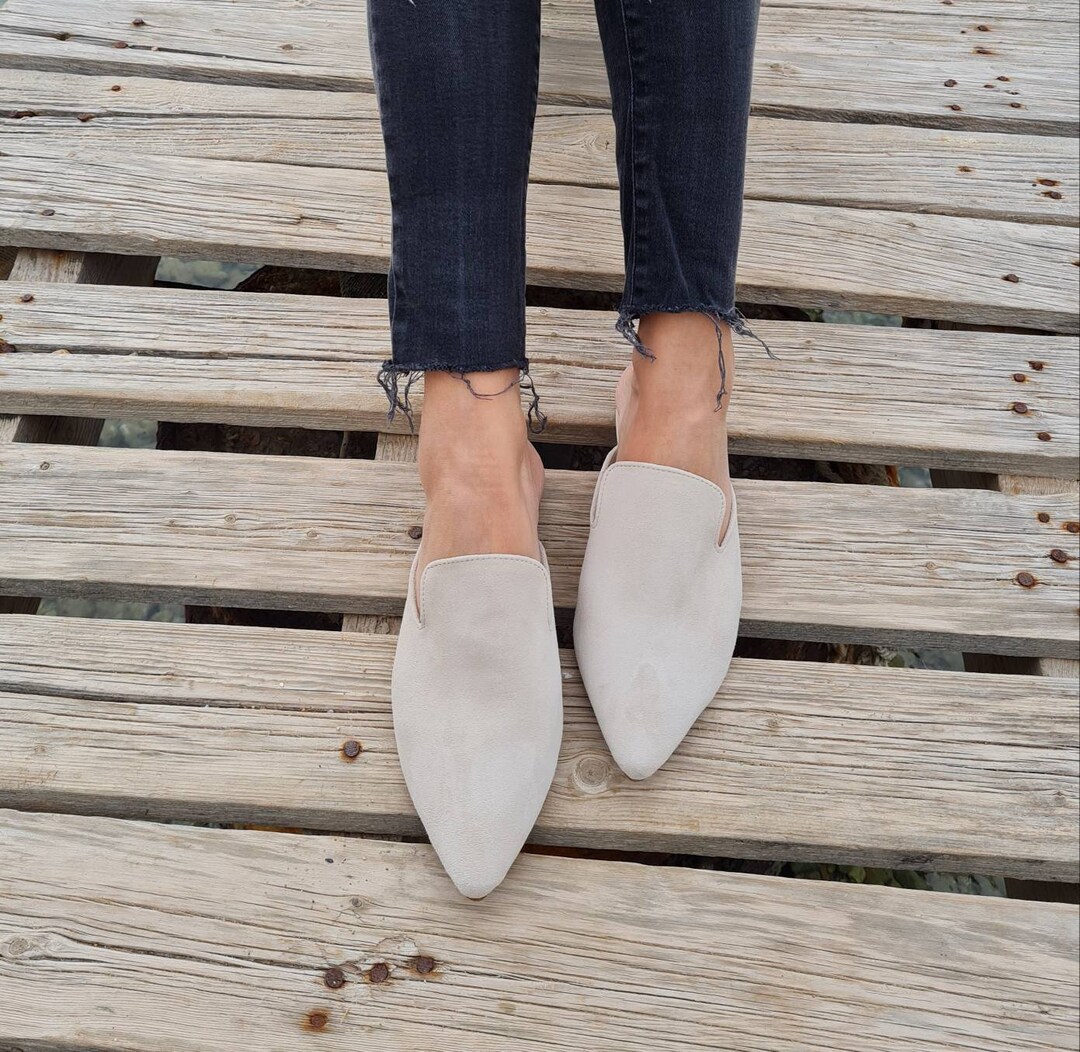 Leather Mules Beige Loafers Beige Slippers Greek Leather - Etsy