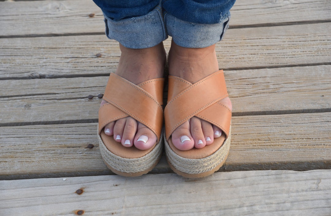 Greek Platform Espadrilles, Leather Wedges, Platform Criss Cross ...