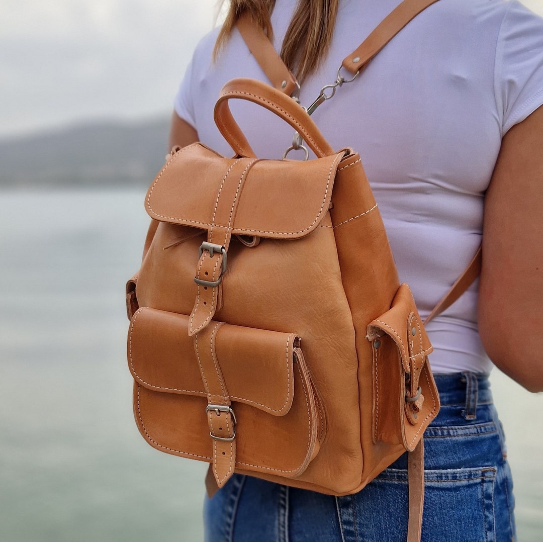 Handmade Leather Backpack With Side Pockets, Laptop Backpack, Rucksack ...
