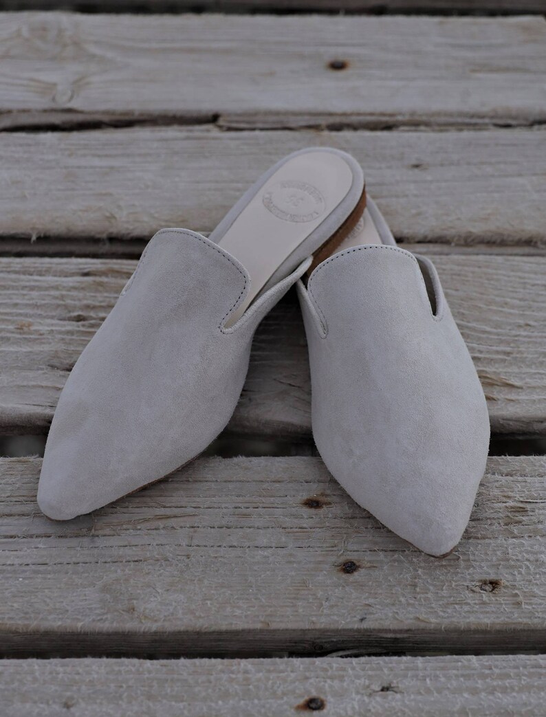 Leather Mules Beige Loafers Beige Slippers Greek Leather - Etsy