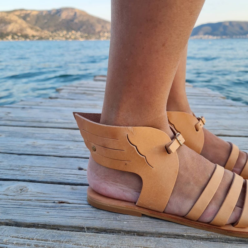 Winged Greek Sandals for Women Leather Shoes Open Toe | Etsy