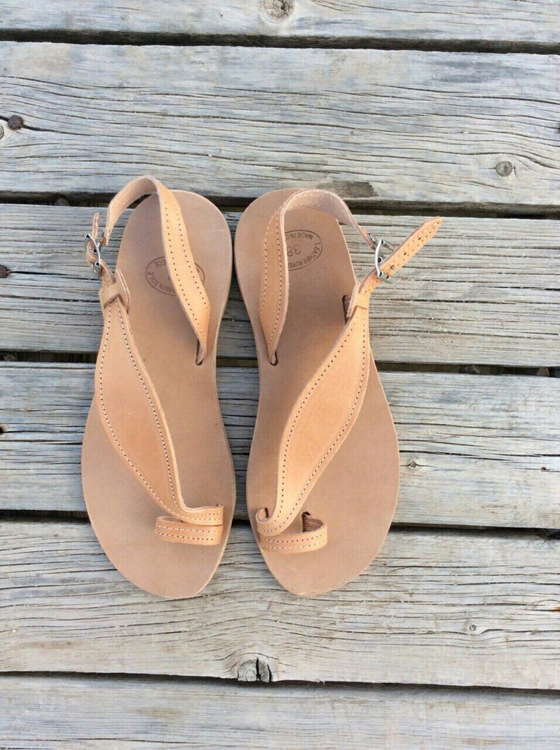 Greek Toe Ring Sandals Handmade Leather Sandals for - Etsy