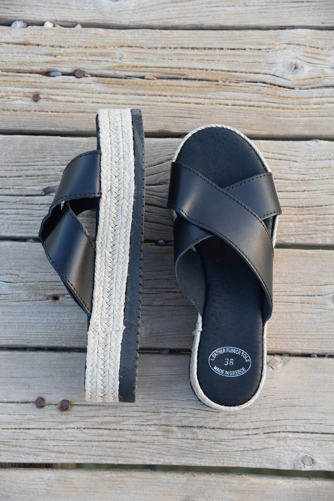 Greek Platform Espadrilles Leather Wedges Platform Criss | Etsy