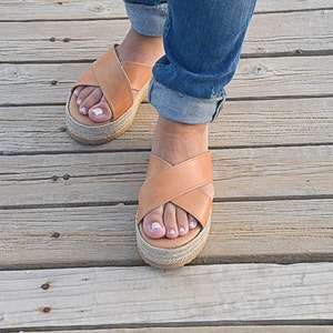 Greek Platform Espadrilles, Leather Wedges, Platform Criss Cross ...