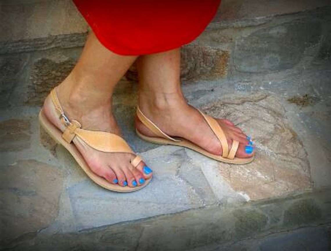 Greek Toe Ring Sandals Handmade Leather Sandals for - Etsy