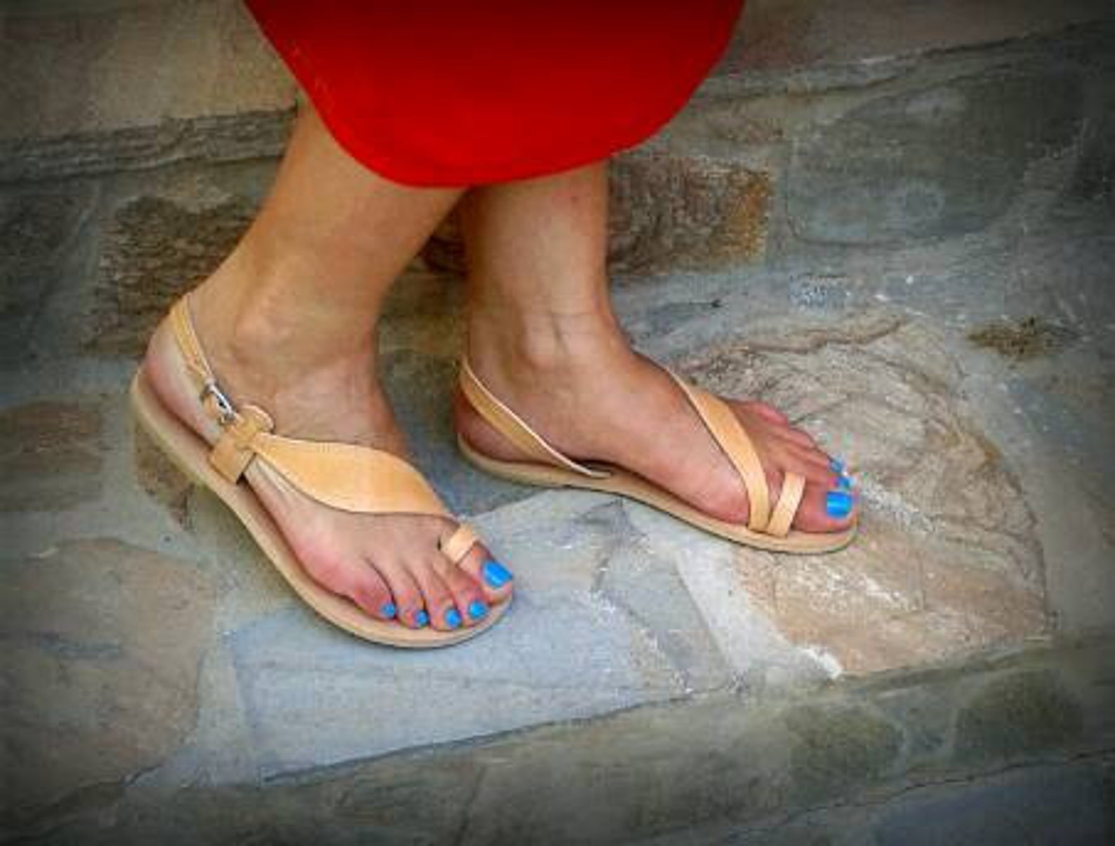 Greek Toe Ring Sandals Handmade Leather Sandals for - Etsy