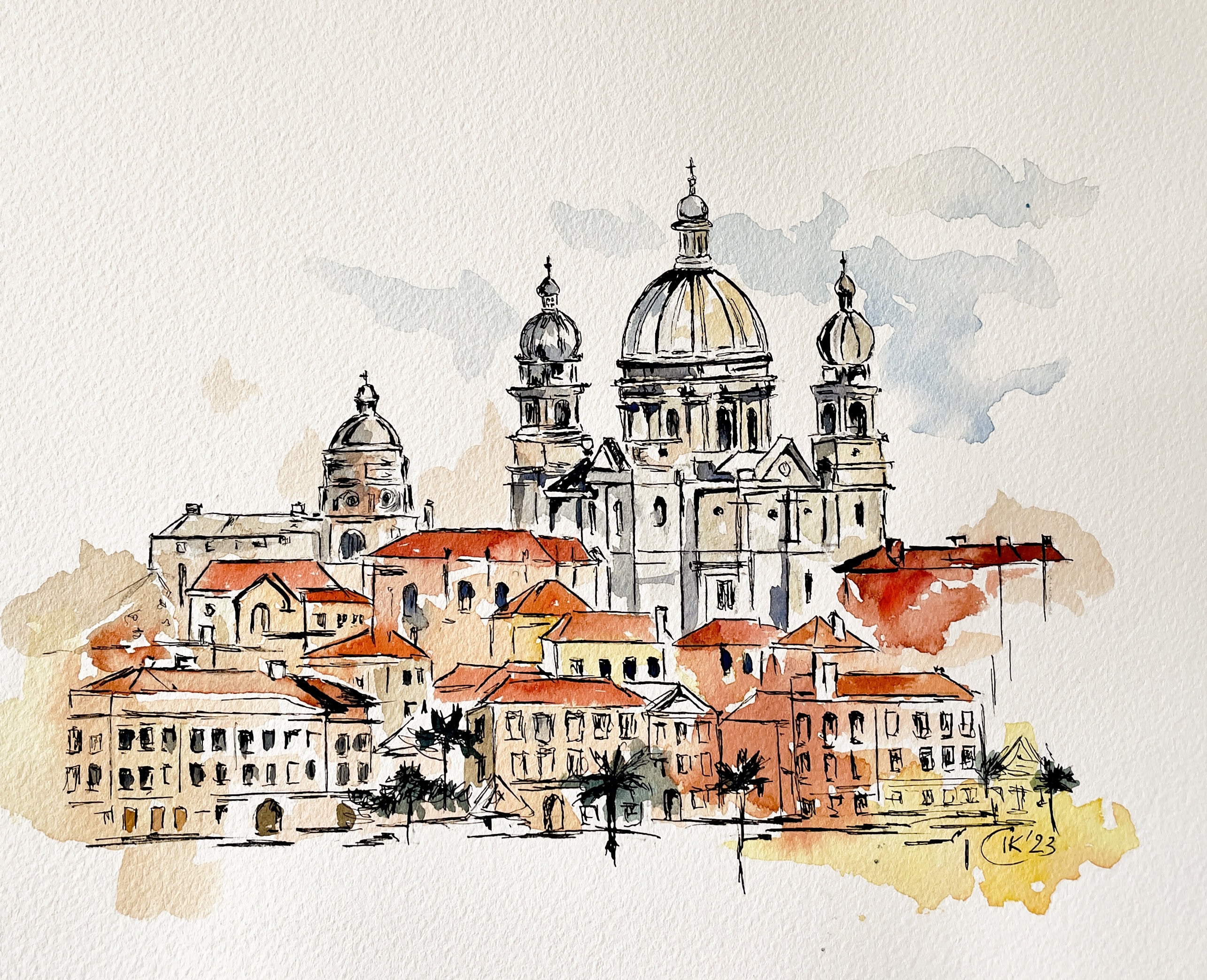 Lisbon Skyline V.2 Original Watercolor Painting of the Capital of ...